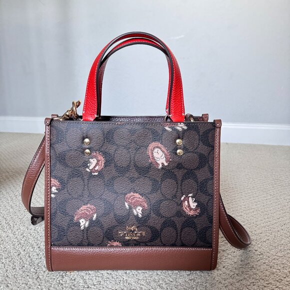 Coach | Bags | Coach Dempsey Tote 22 In Signature Canvas With Hedgehog ...